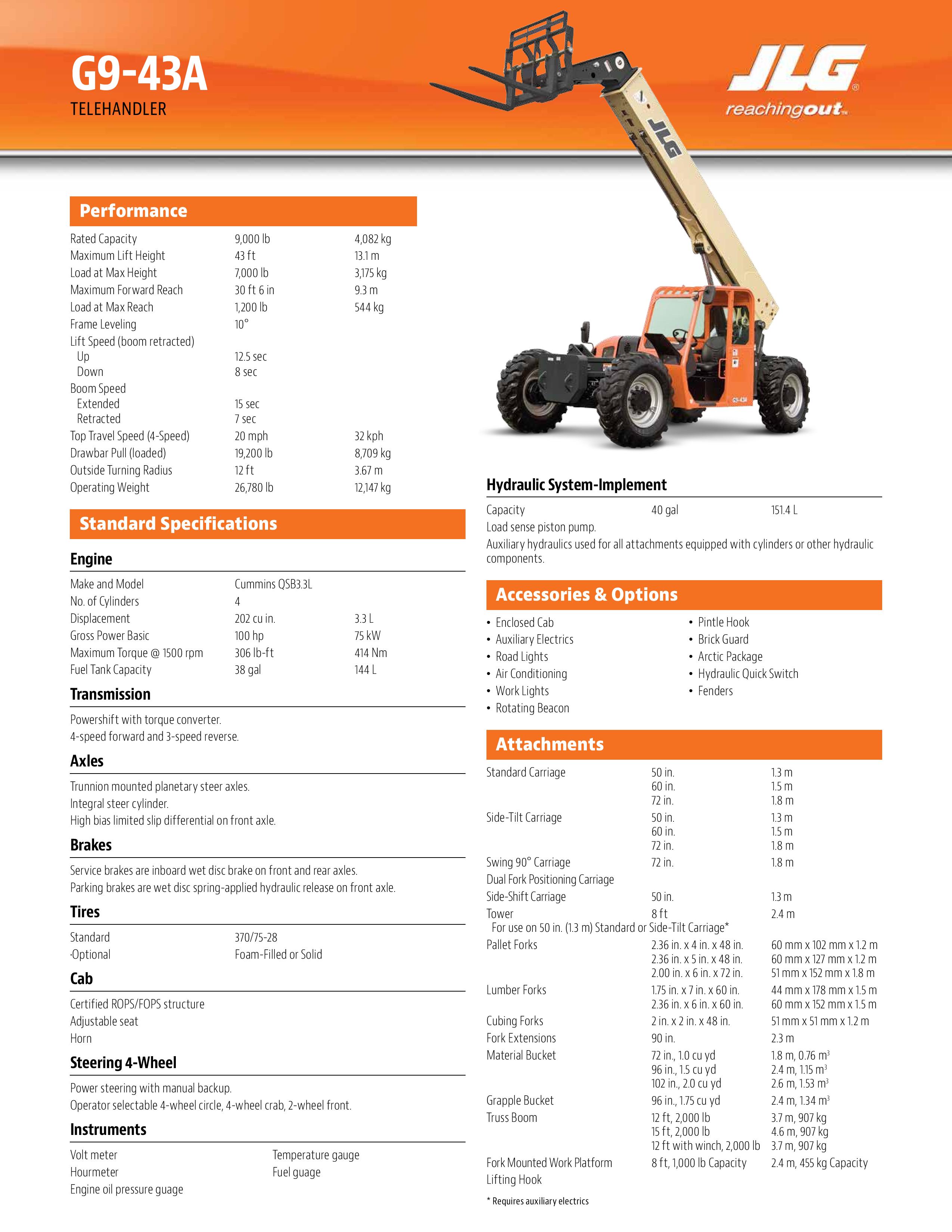 JLG Zoom Boom Supplier Worldwide | Used 2005 G9-43A Telehandler For Sale