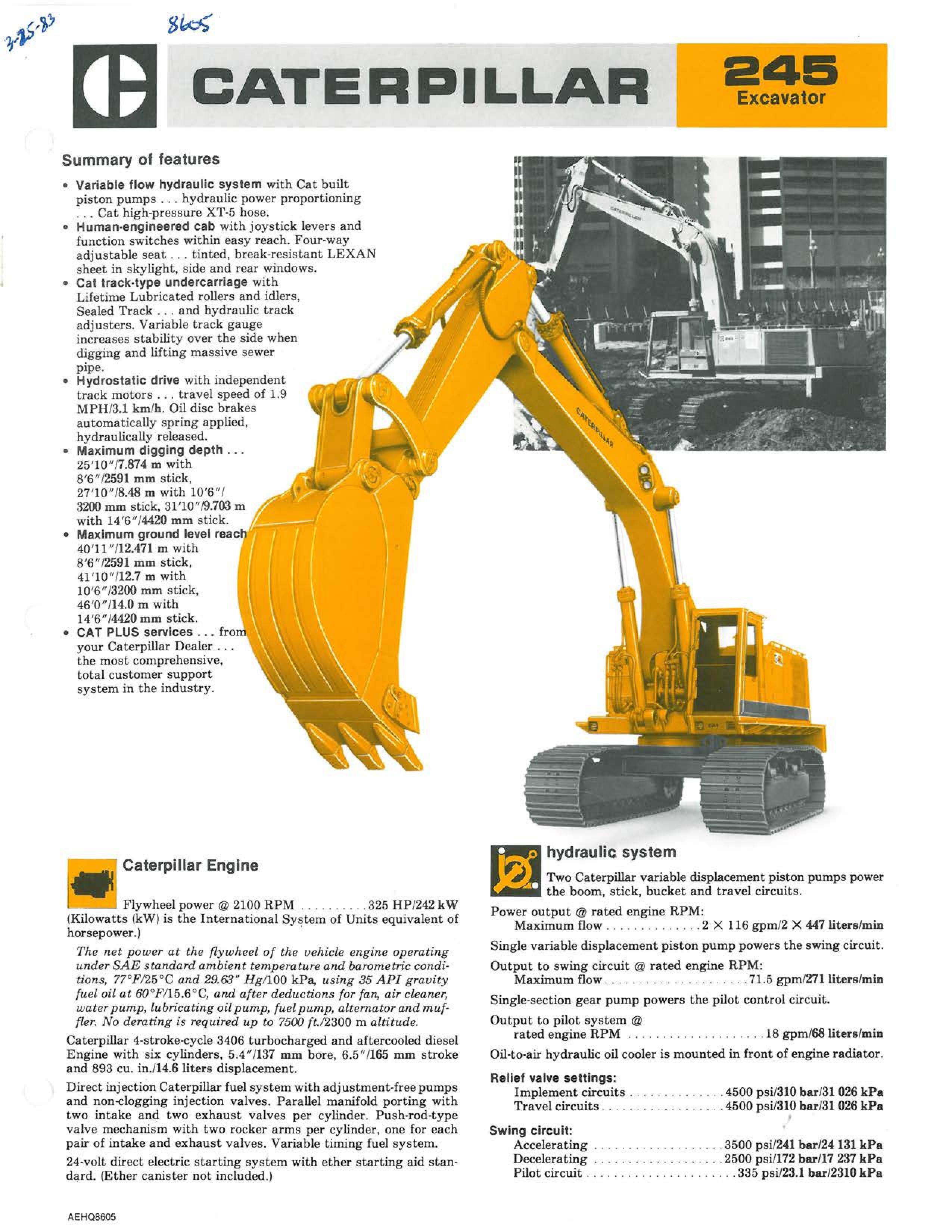 Caterpillar Hydraulic Excavator Supplier Worldwide | Used 1985 CAT 245 ...
