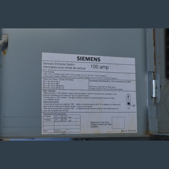Siemens 100 Amp Fusible Disconnect