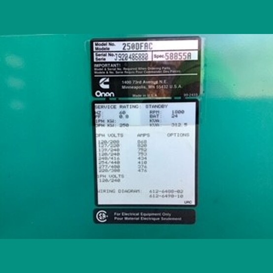 Cummins 250kW Diesel Generator