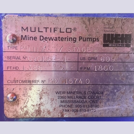 Weir MultiFlo PB11A 7-Stage Centrifugal Pump