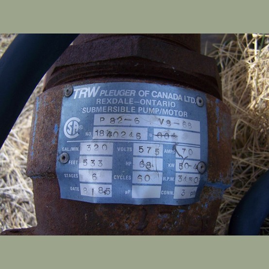 Pleuger 60 Hp Deep Well Submersible Pump.6 Stage, 575 Volt.Model P82-6.