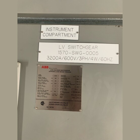 ABB 3200A, 600V Switch Gear Service Building
