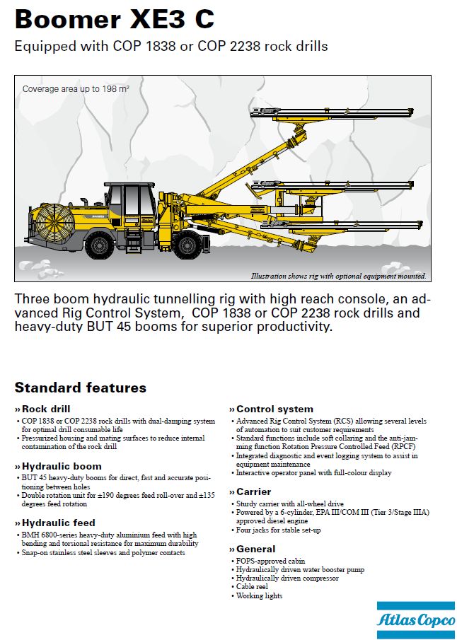 2009 Atlas Copco Boomer XE3C Jumbo Drill