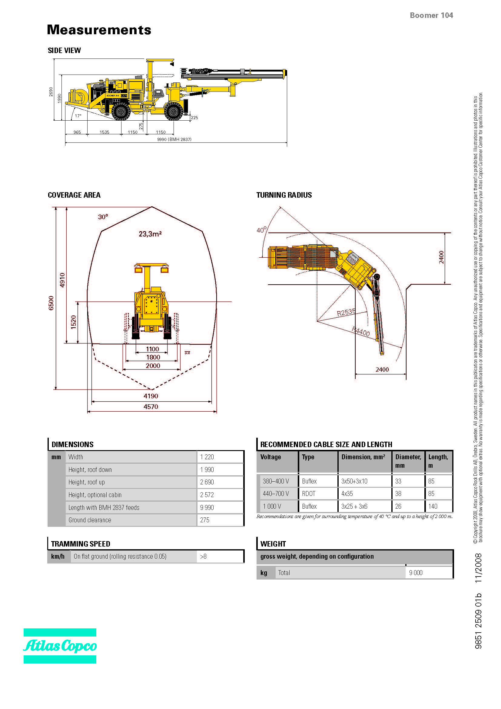 2009 Atlas Copco H104 Boomer Jumbo Drill