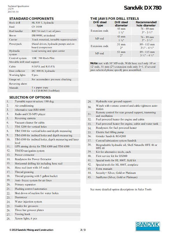Sandvik DX780 Surface Top Hammer Drill