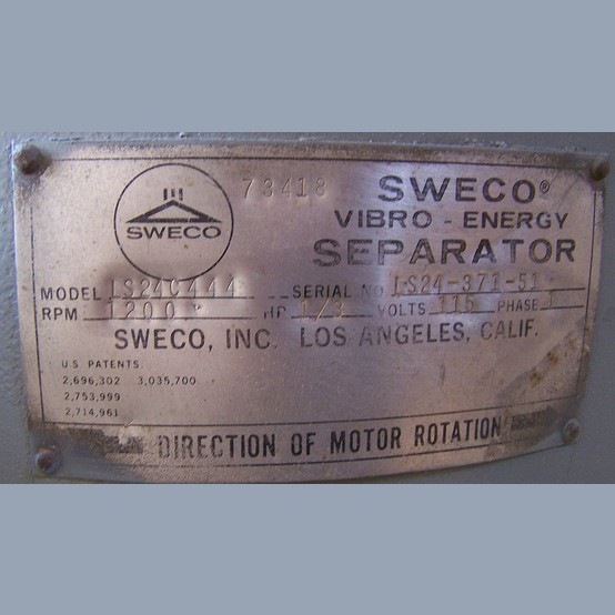 Used Sweco Vibratory Screen. 24 in. diameter. 2 Deck. 1/3 HP Motor.