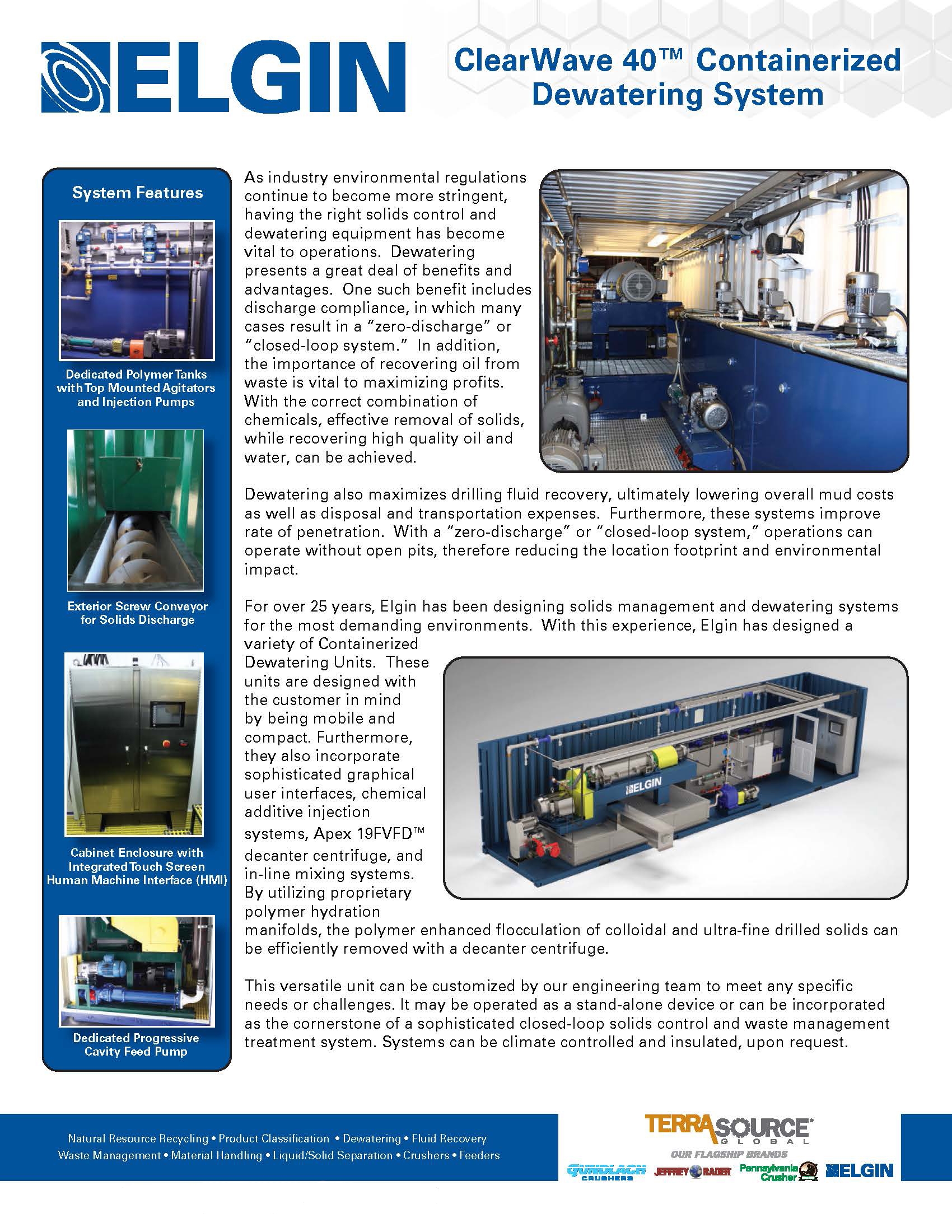 Elgin ClearWave 40™ Containerized Dewatering System