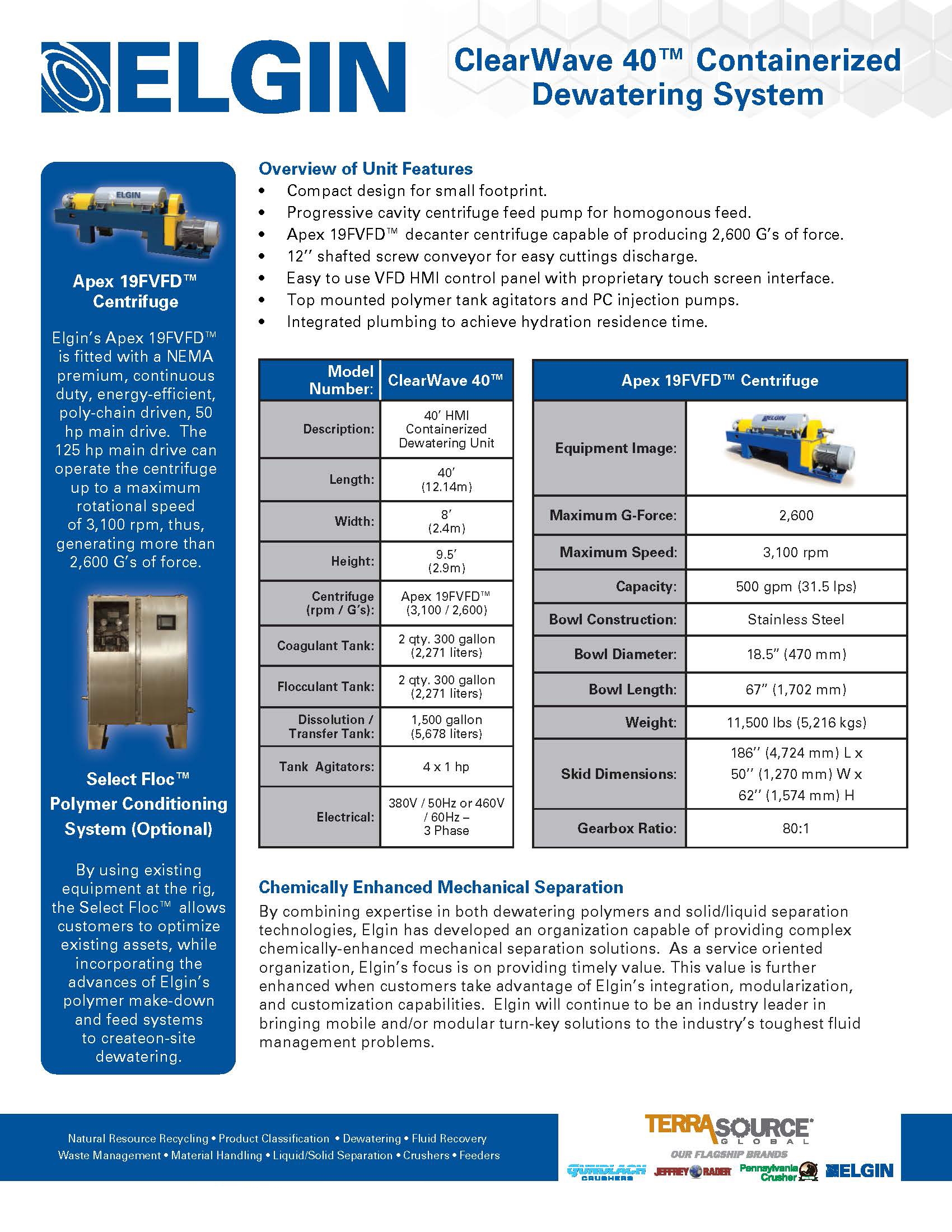 Elgin ClearWave 40™ Containerized Dewatering System