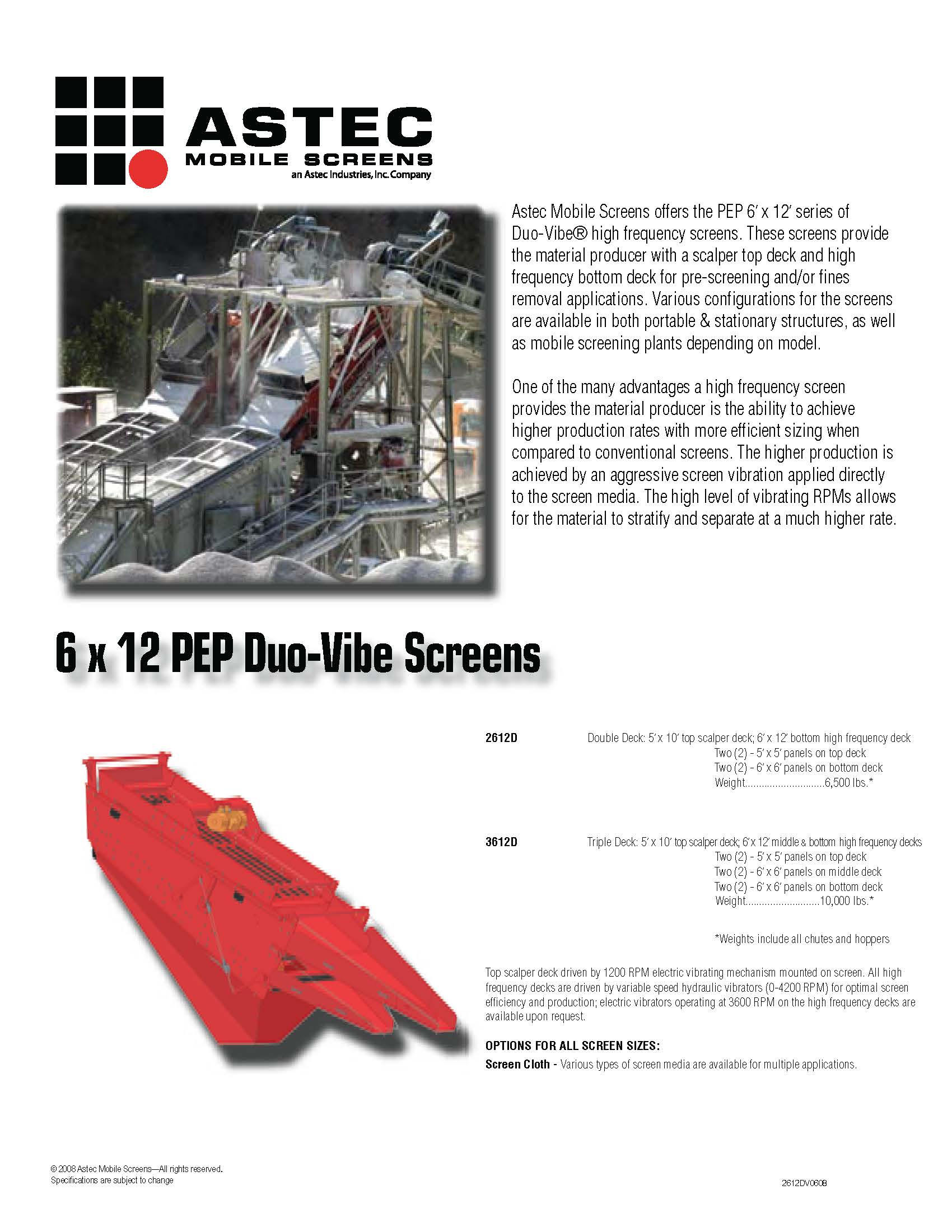 Astec 2-Deck High Frequency Screen