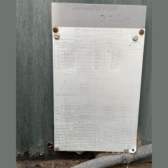 Ferranti-Packard 2000kVA Oil-Filled Transformer