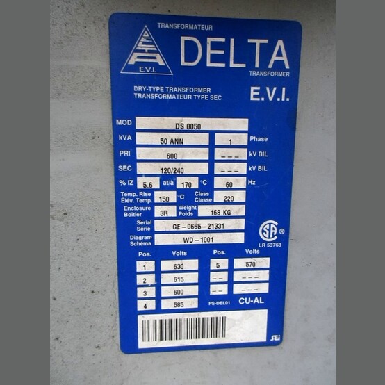 50kVA Delta Multi-Tap Transformer