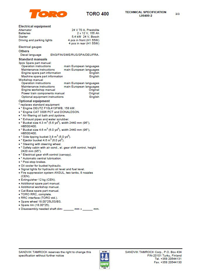 Tamrock Toro 400D 6-Yard Scooptram