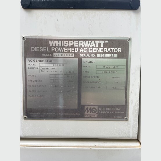 36kW MQ WhisperWatt Rental-Grade Diesel Generator