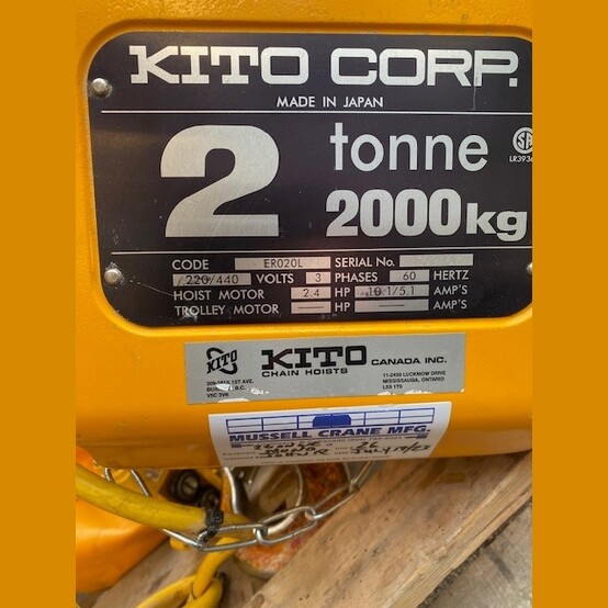 Kito 2 Tonne Electric Chain Hoist