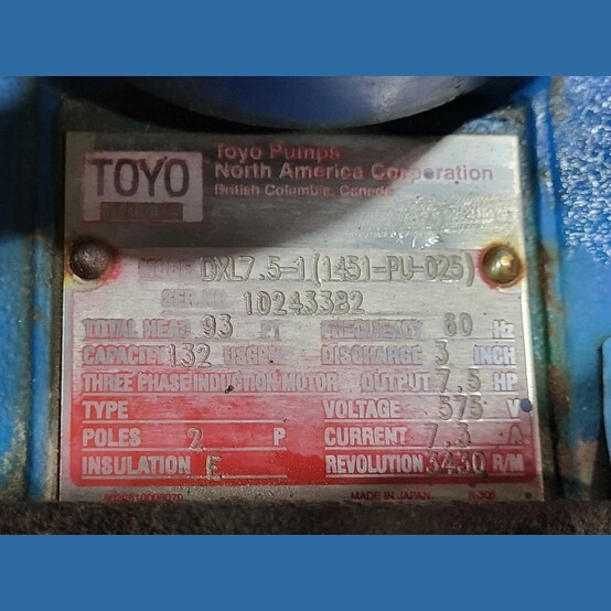 Toyo DXL 7.5-1 Submersible Pump & Control Panel
