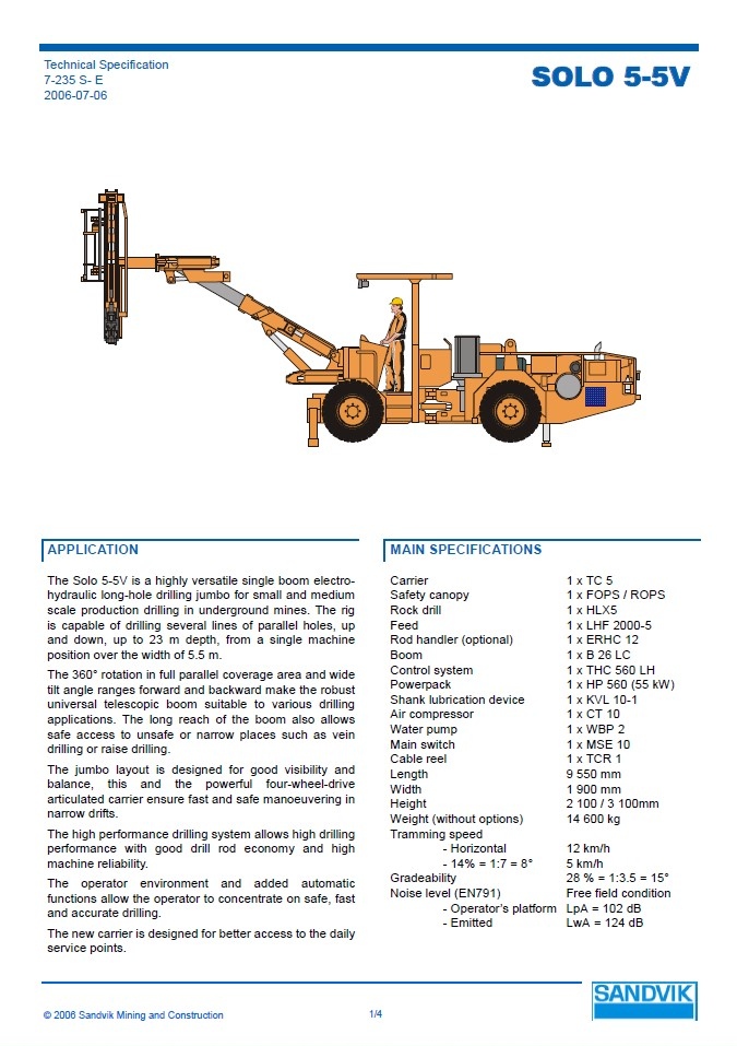 2006 Sandvik Solo 5-5V Longhole Drill