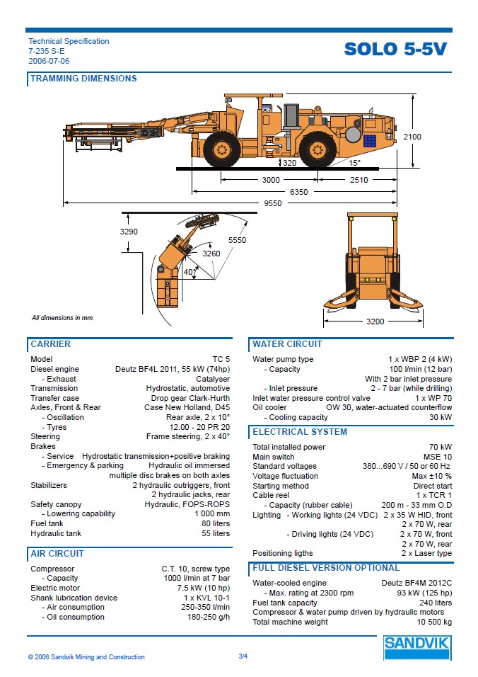 2006 Sandvik Solo 5-5V Longhole Drill