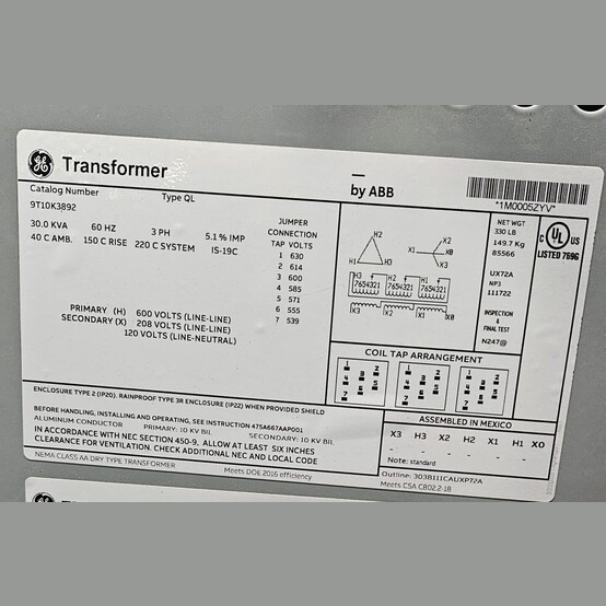 30kVA General Electric Transformer