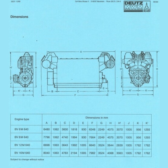 MWM Deutz 16 Cylinder 640 Series Crankshaft and Block