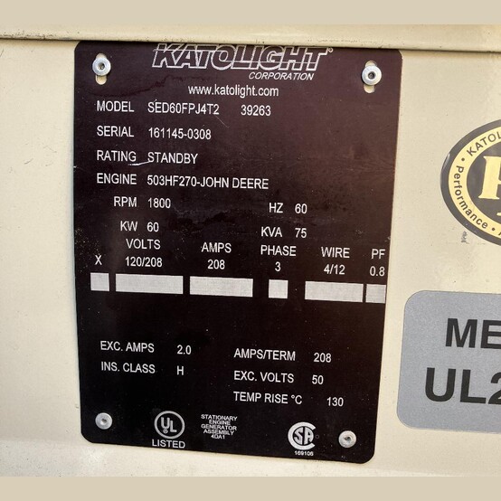 60kW Katolight SED60FPJ4T2 Diesel Generator