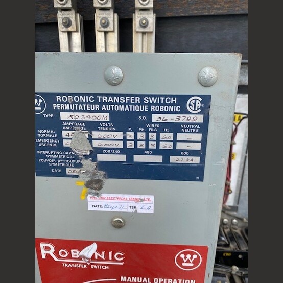 400 Amp Westinghouse Robonic Transfer Switch