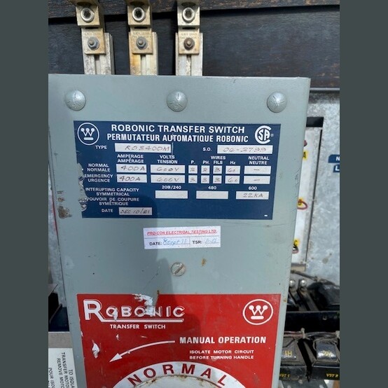400 Amp Westinghouse Robonic Transfer Switch