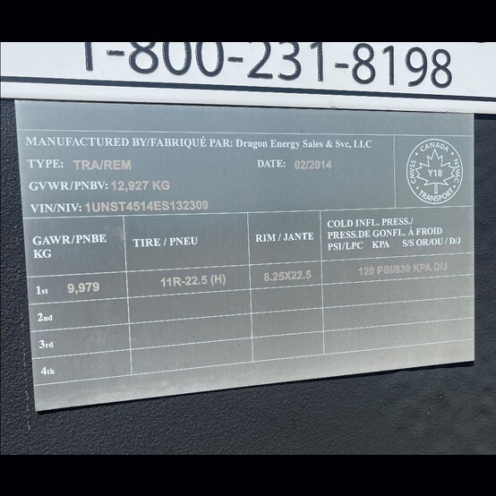 2014 Dragon 500 BBL Frac Tank