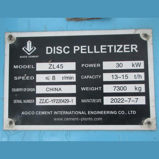Agico Cement ZL45 Pelletizing Disc