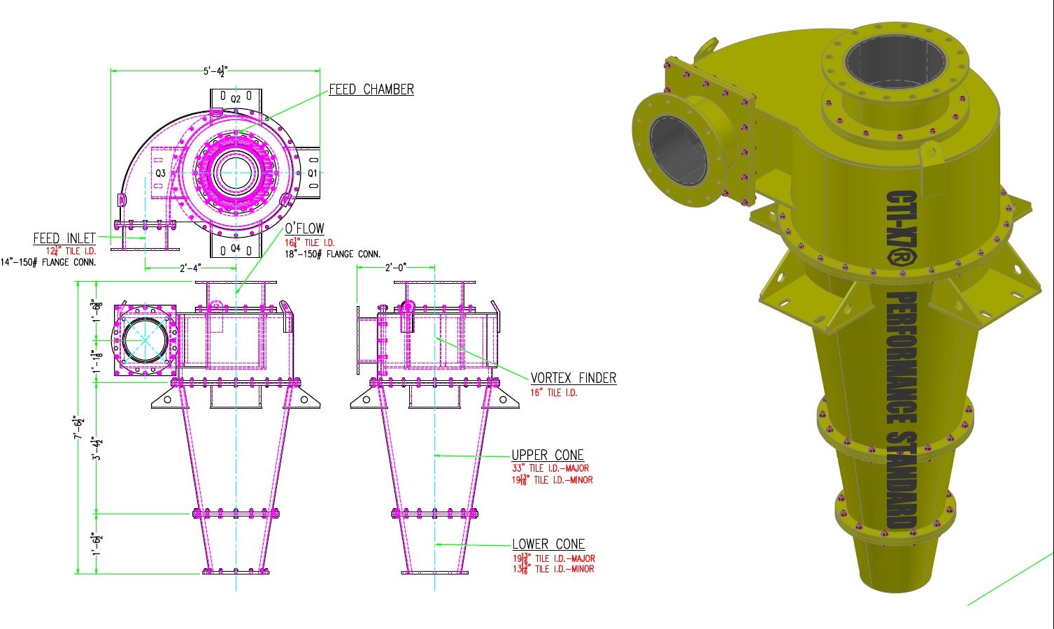 CTI-X7® 33in Ceramic-Lined Heavy Media Cyclone