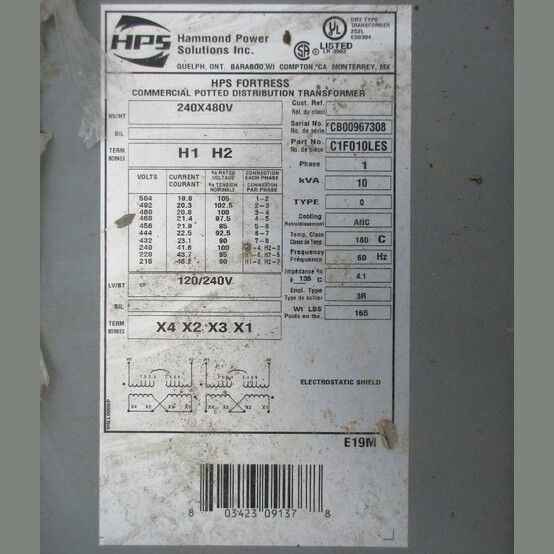Hammond 10kVA Distribution Transformer