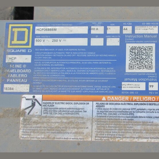 Square D 600A Breaker Panel