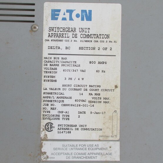 Eaton 800A CMP-A1 Breaker Panel