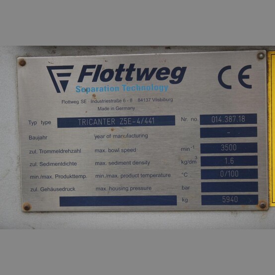 Flottweg Tricanter Centrifuge