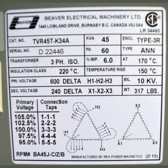 Beaver Electrical Transformer Supplier Worldwide | Used 45 kVA 600V ...
