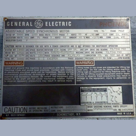 General Electric High Voltage Electric Motor Supplier Worldwide | Used ...