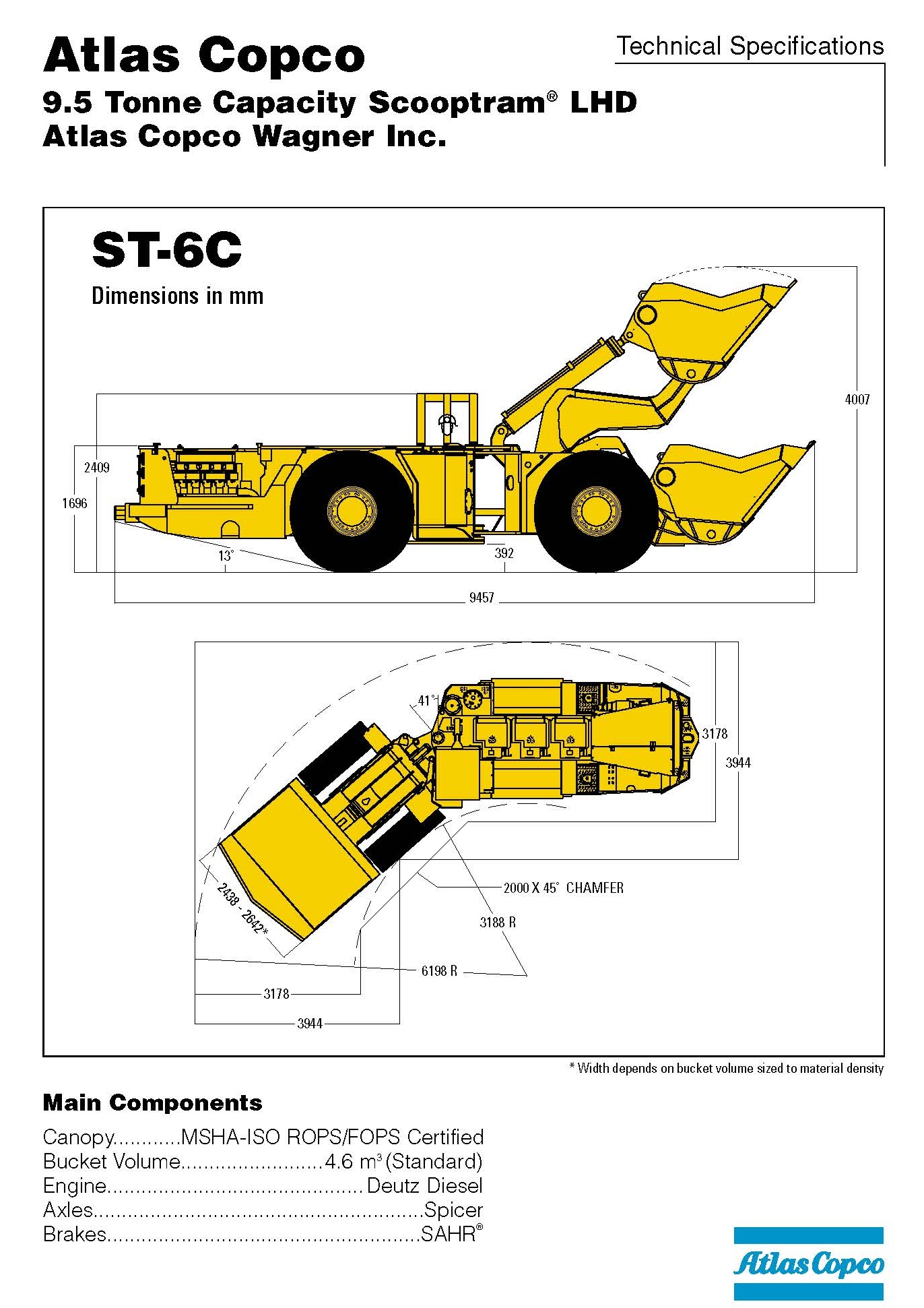 Atlas Copco Wagner ST-6C Scooptram - 6-Yard