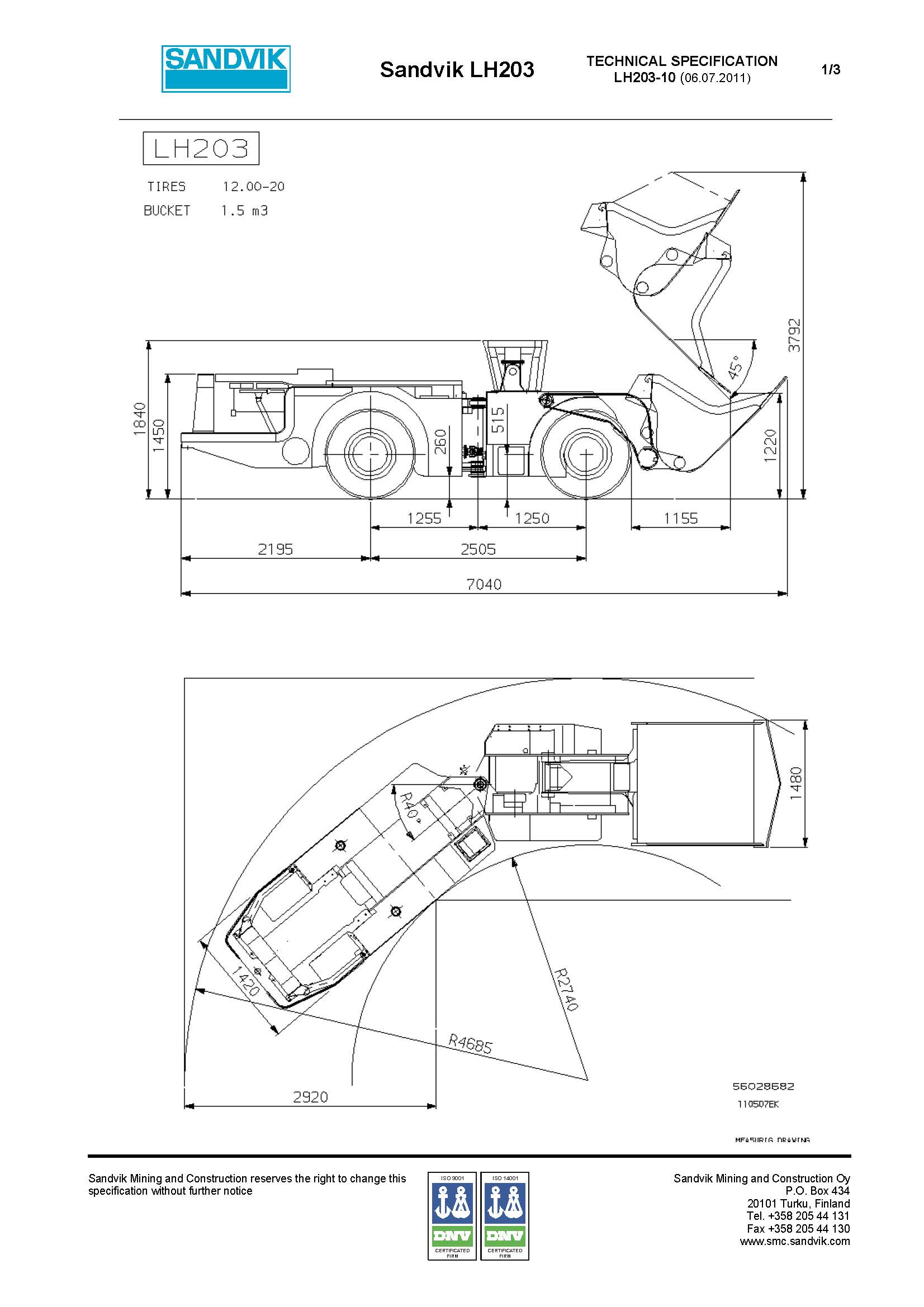 Scooptram Sandvik Toro LH-203 de 2 Yardas