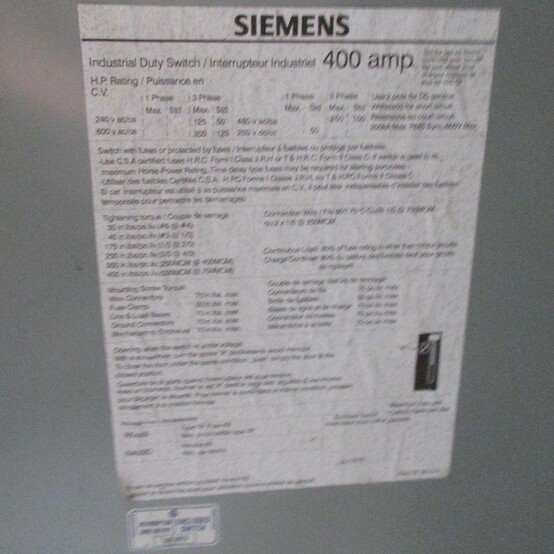 Siemens 400 Amp Fusible Disconnect