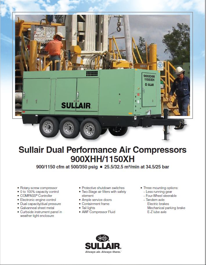 Sullair 900H Portable Air Compressor
