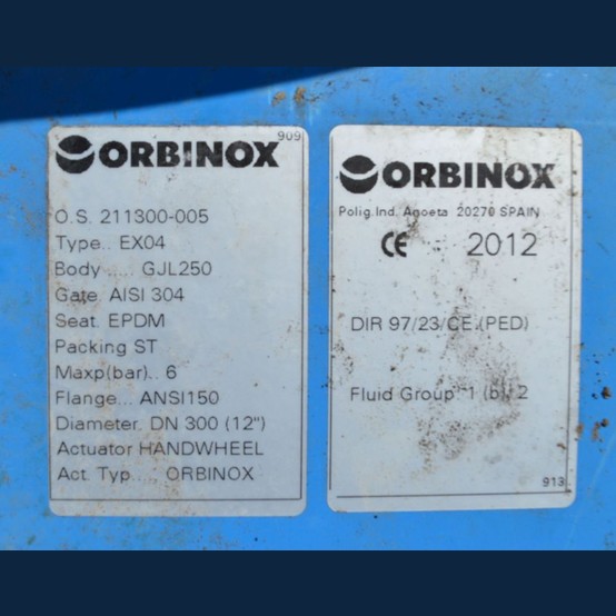 Orbinox Knife Valve Supplier Worldwide | Used Orbinox 12 in Knife Valve ...