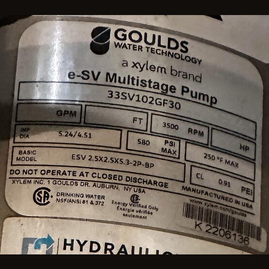 Goulds 33SV e-SV Vertical Multistage Pump
