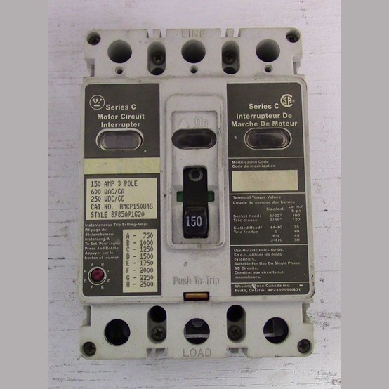 Used Westinghouse 3 Pole 150 Amp HMCP Breaker For Sale