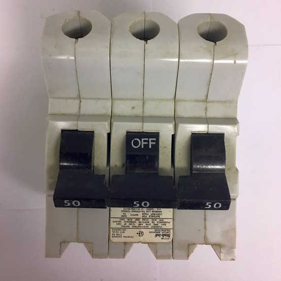 Used Federal Pioneer 3 Pole 50 Amp Type NA Push-In Breaker For Sale
