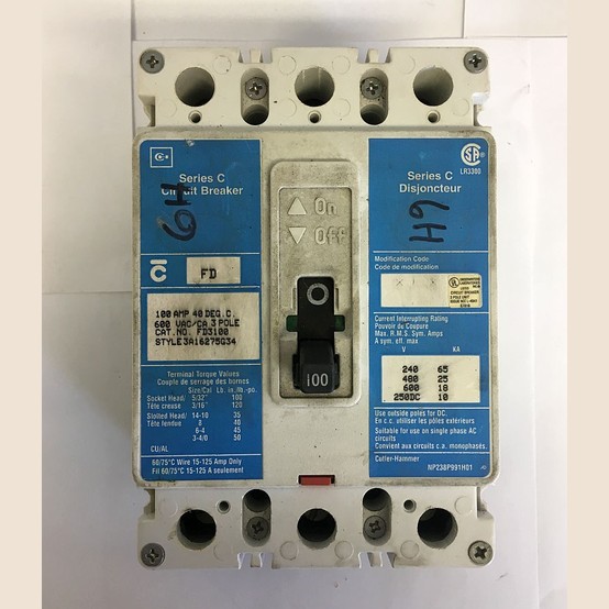 Used Cutler Hammer 3 Pole 100 Amp FD Breaker For Sale