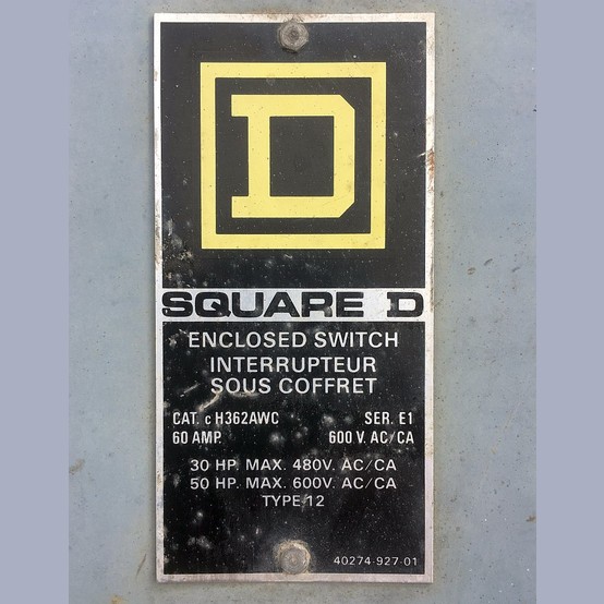 Used Square D 60 Amp Welding Disconnect For Sale