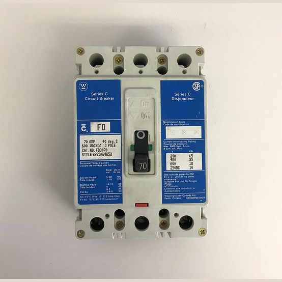 Used Westinghouse 3 Pole 70 Amp FD Breaker For Sale