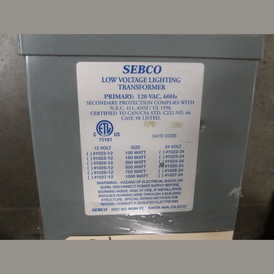 Sebco Transformer Supplier Worldwide | Used Sebco 120 VAC Transformer ...