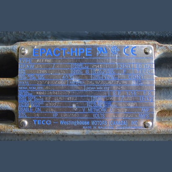 TECO Epact-HPE 15 hp Motor For Sale | Used Teco15 hp Motor For Sale