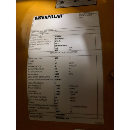 CAT 170 kW Natural Gas Generator